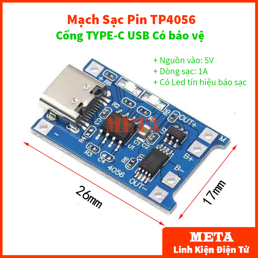 Mạch Sạc Pin TP4056 Cổng TYPE-C USB Có bảo vệ - Mạch Sạc Pin Lithium ...