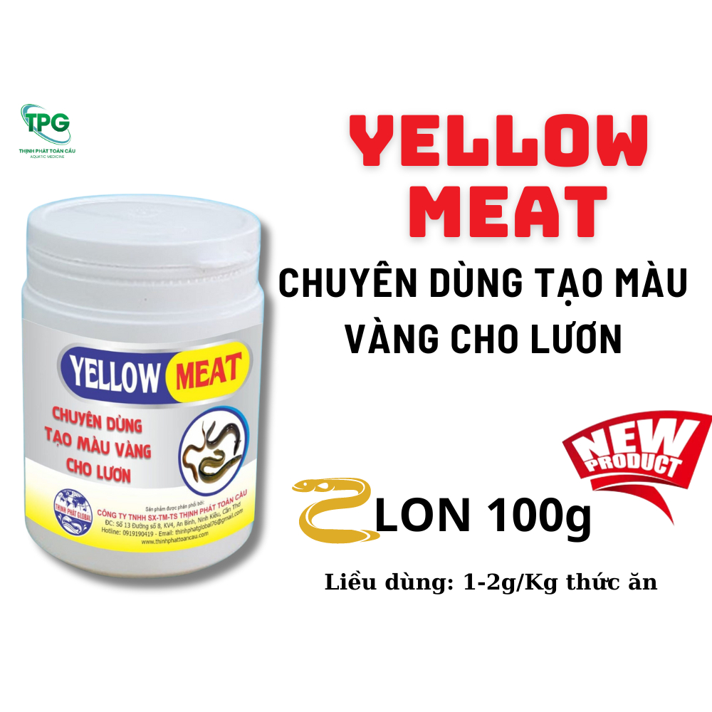 YELLOW MEAT TẠO MÀU VÀNG CHO LƯƠN, CÁ TRÊ - LON 100G DÙNG CHO 100KG ...