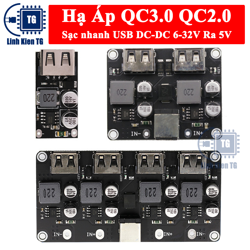 Mô Đun Hạ Áp QC3.0 QC2.0 Sạc nhanh USB DC-DC 6-32V Đầu ra 5V | Shopee ...