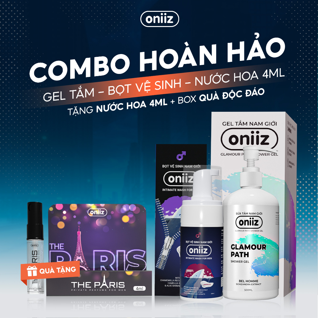 Combo hoàn hảo Bọt vệ sinh nam giới, Sữa tắm hương nước hoa Oniiz - Quà tặng nước hoa dùng thử ...