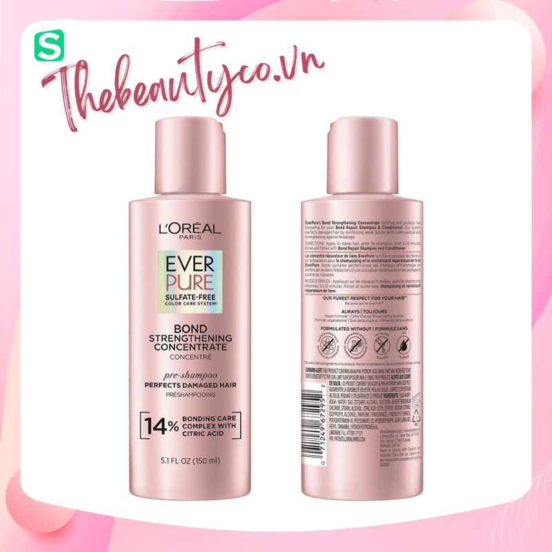 (Bill US) Kem ủ phục hồi tóc L’Oreal EVERPURE Bond Strengthening 150ml ...