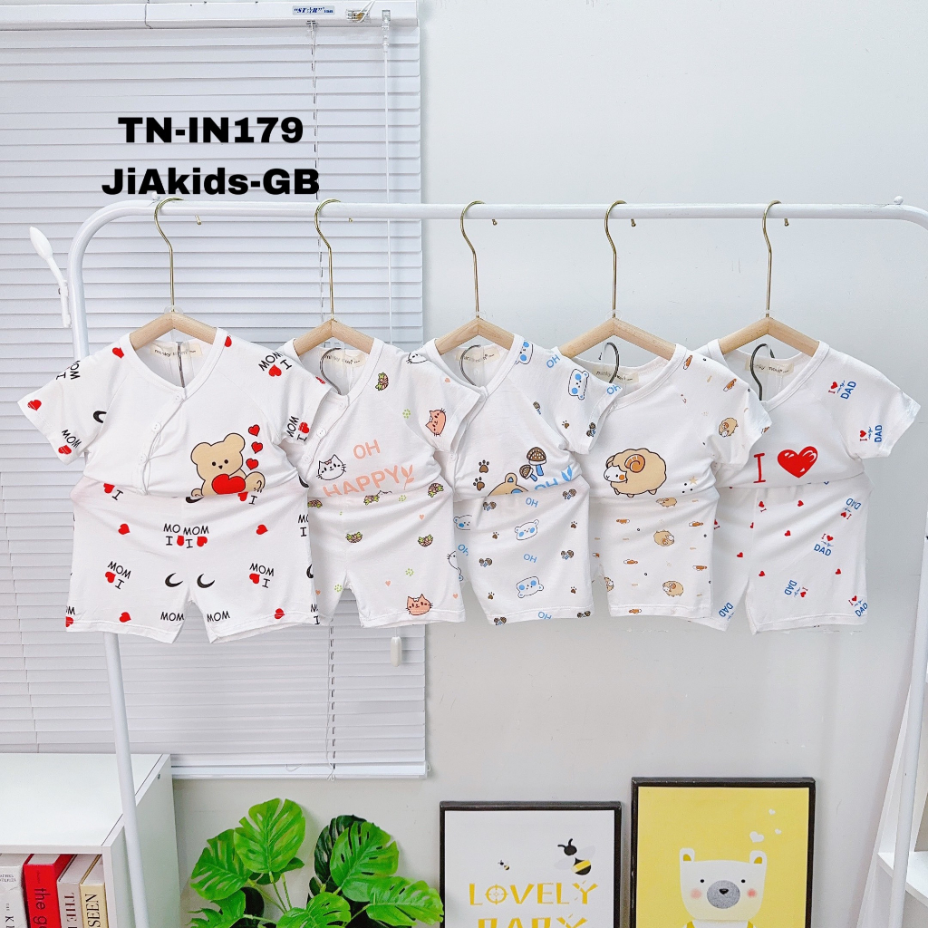 [Bé 5-15kg] Bộ Cộc Tay THUN LẠNH MINKY MOM Nút Cài Chéo In Hình Thân Áo Trắng Cho Bé TN-IN179 ...