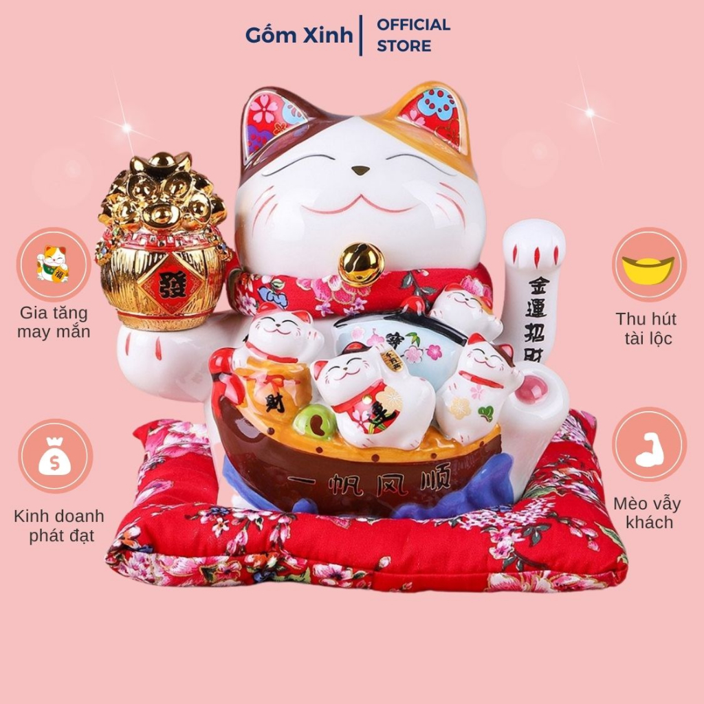 Mèo Thần Tài Vẫy Tay 20cm Mèo May Mắn Mèo Tài lộc Nhật Bản Maneki Neko ...