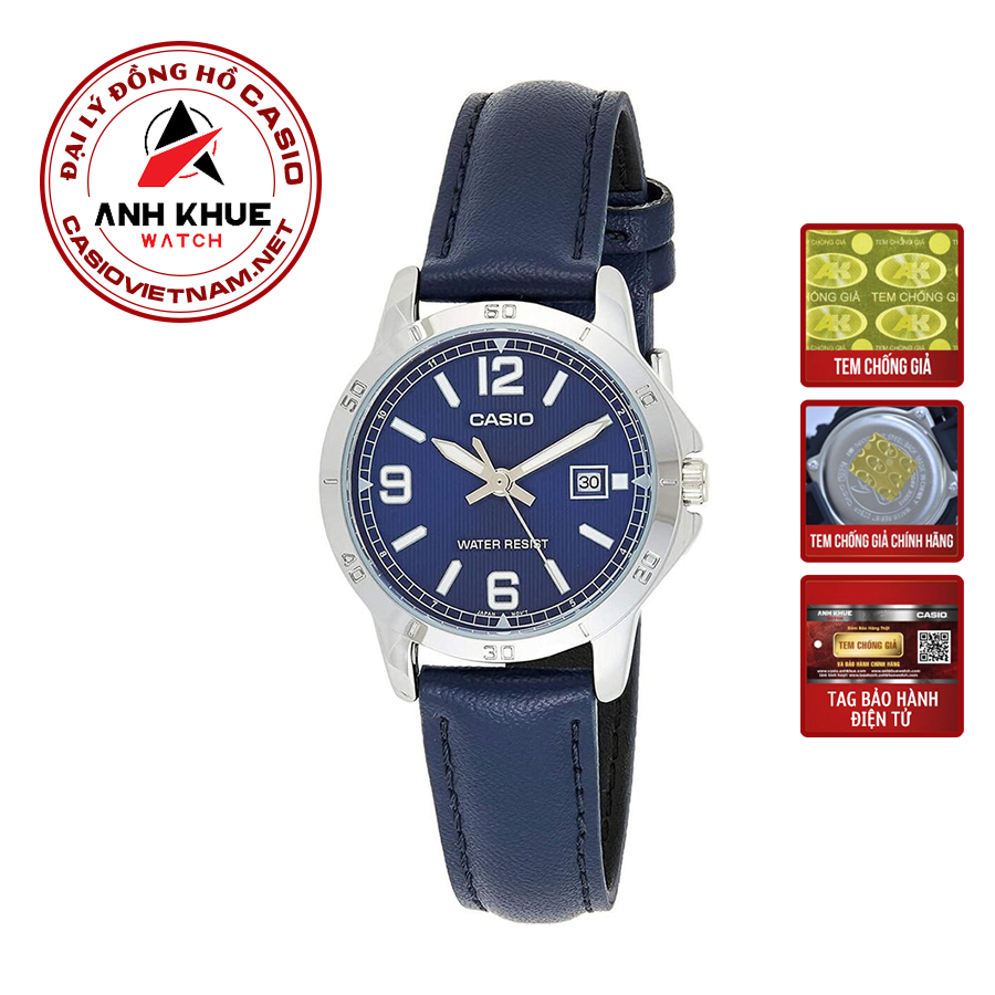 Đồng Hồ Casio Nữ LTP-V004L-2B Dây Da - Nền Mặt Màu Xanh - Chống Nước | Shopee Việt Nam