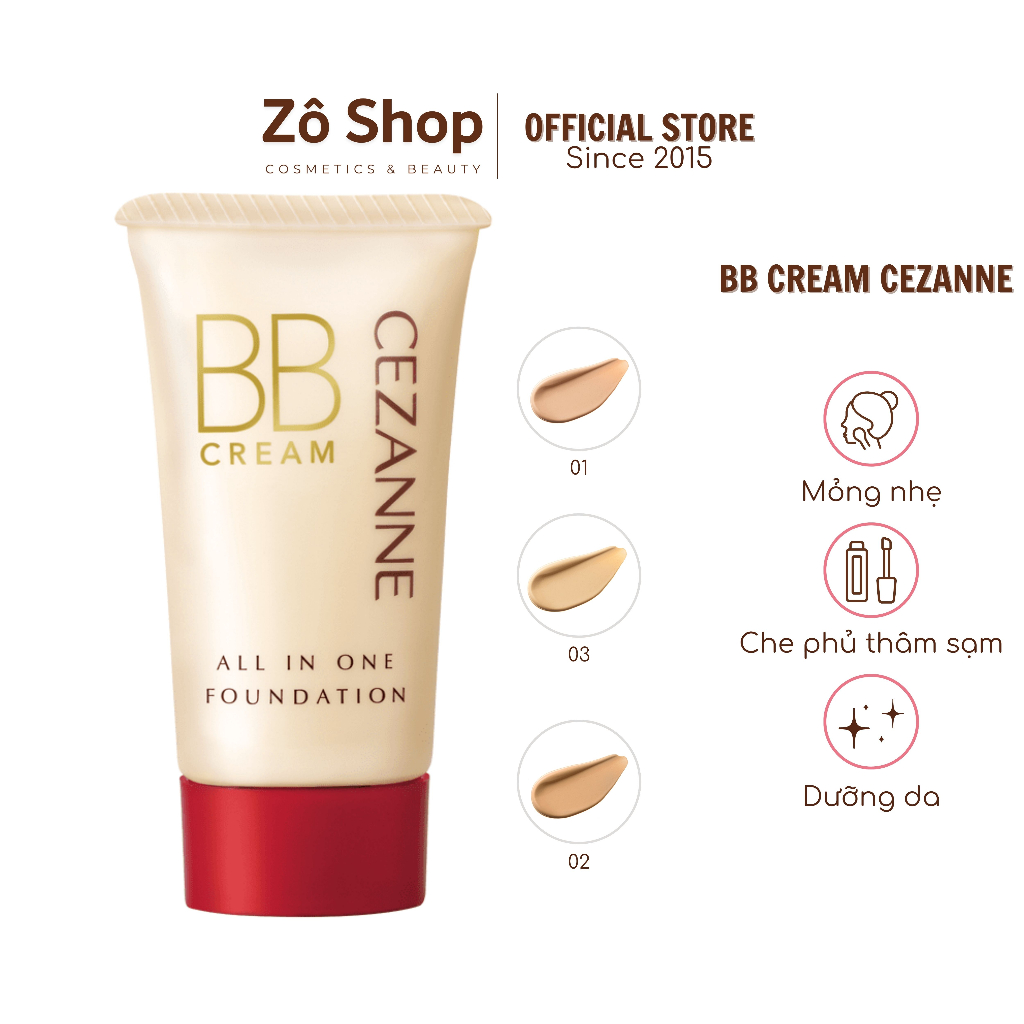 [Nhập khẩu] BB Cream Cezanne Dưỡng Da 5 in 1 Che Phủ Siêu Mịn - Cezanne All In One Foundation ...