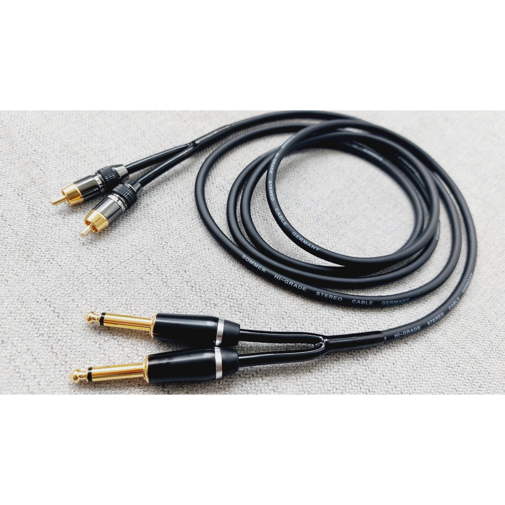 Dây tín hiệu 2 đầu jack 6ly (6.5mm) sang 2 đầu AV hoa sen dài 1M/2M/3M ...