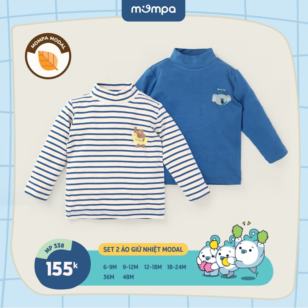 [Sale cắt mã] Áo giữ nhiệt cổ 3cm/3 phân của Mompa cho bé size từ 6-9m ...