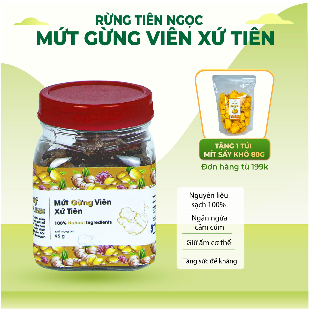 Mứt Gừng Viên QNA Farm, Gừng Rừng Tự Nhiên, Vị Cay Nhẹ, Thơm Nồng, 100% ...