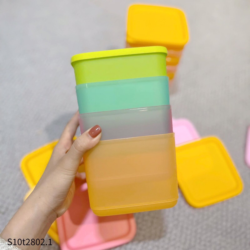Set 10 hộp Tupper ware ngăn mát cao cấp gồm 4 hộp 1L, 6 hộp 650ml, mix ...
