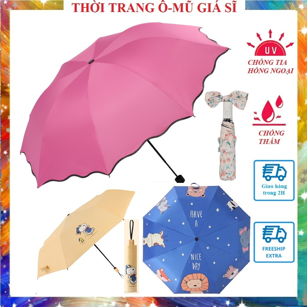 Ô che mưa, dù che nắng HOA CHUÔNG, Ô TỰ ĐỘNG gấp gọn 2 chiều thông minh ...