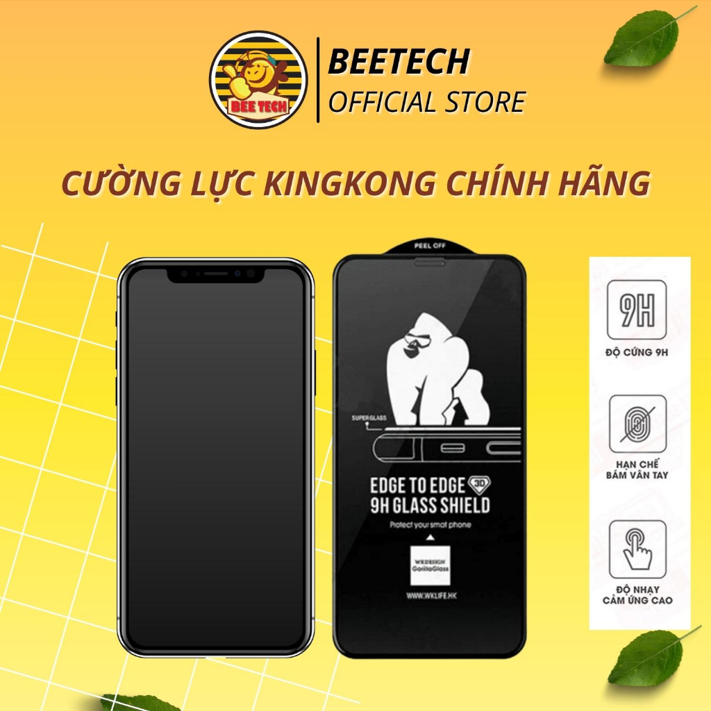 Cường lực ip Kingkong chính hãng full màn hình , kính bảo vệ màn hình siêu trong, mượt mà, hạn ...