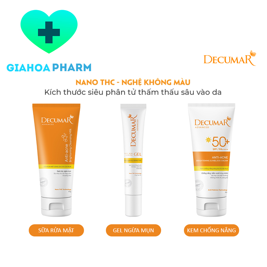 Decumar nghệ trắng Nano THC - Gel ngừa mụn, kem chống nắng, sữa rửa mặt ...