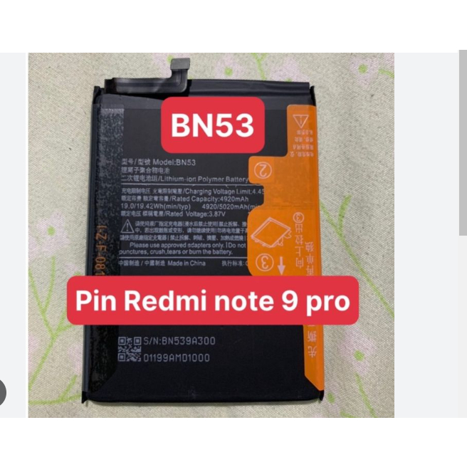 Pin zin cho máy Xiaomi Redmi Note 9 Pro BN53 | Shopee Việt Nam