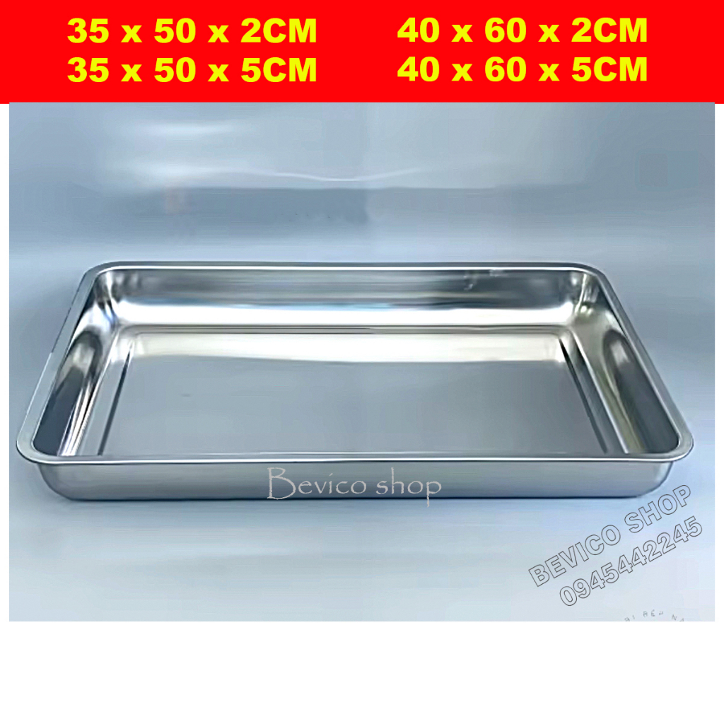 Khay inox chữ nhật 35x50cm/40x60cm | đựng thực phẩm, đựng phụ tùng, mâm phục vụ... | Shopee Việt Nam
