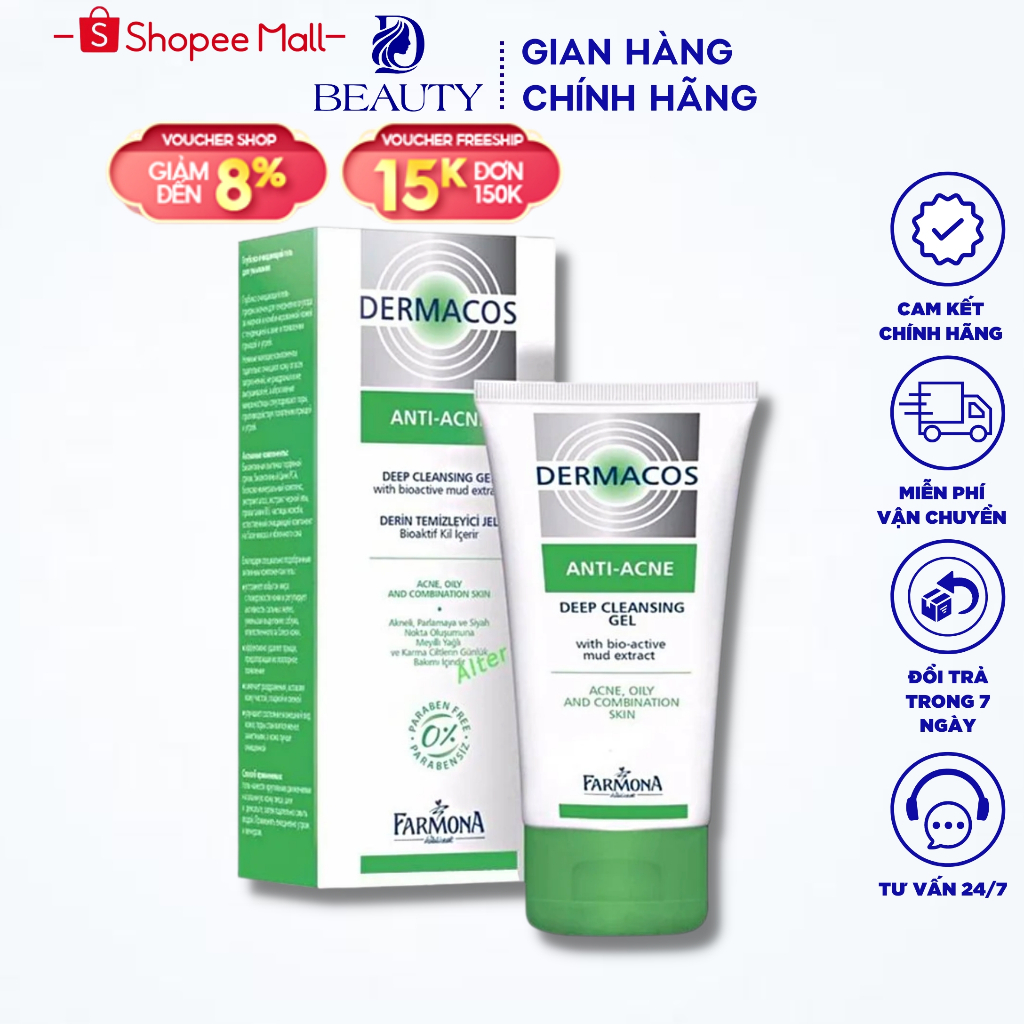 Sữa Rửa Mặt Farmona Dermacos Anti Acne Deep Cleansing Gel 150ml, Sạch ...