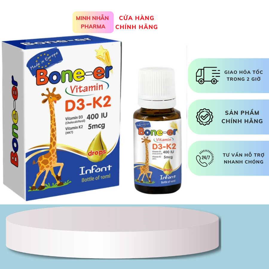 Bone -er Vitamin D3 - K2 nhỏ giọt - Hỗ trợ tăng cường hấp thu canxi ...