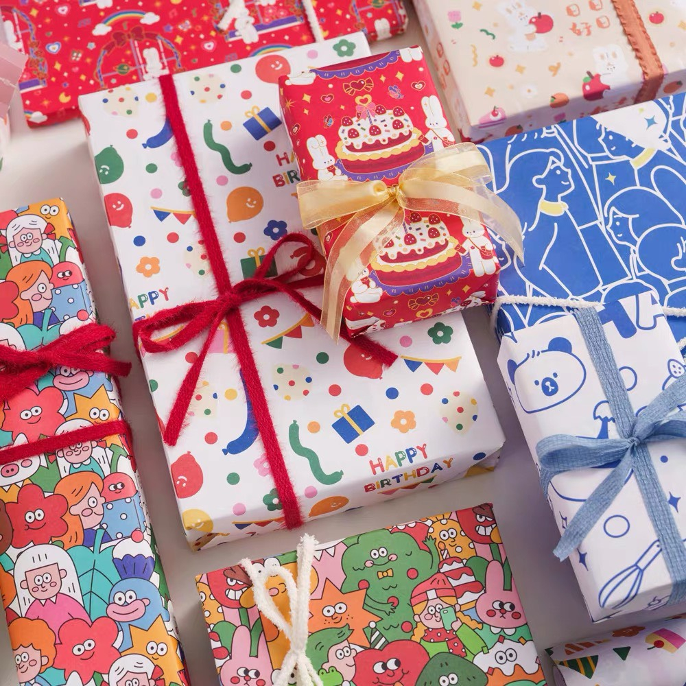 Set Giấy Gói Quà Sinh Nhật Giáng Sinh Có Thể Làm Giấy Bọc Vở Học Sinh ...