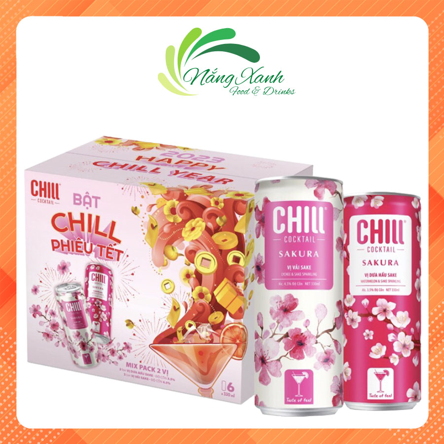 Thùng 6 lon CHILL COCKTAIL SAKURA Mix 330ml/lon [Hỏa Tốc/Nhanh ...