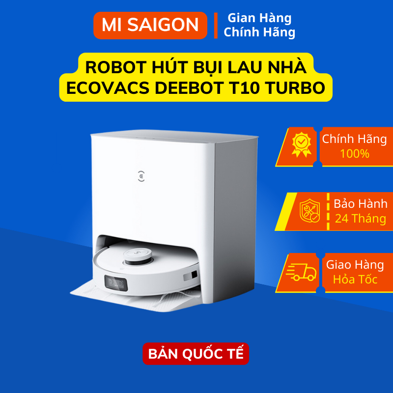 Robot hút bụi lau nhà Ecovacs Deebot T10 Turbo - Phiên bản quốc tế - Bảo hành 24 tháng | Shopee ...