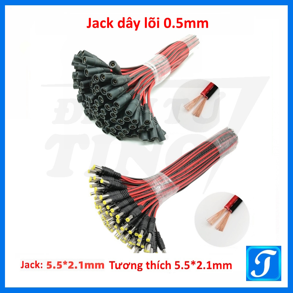 Jack Nguồn DC 5A Lõi Đồng 0.5mm Jack Dây DC 5.5x2.1mm Đực/Cái tùy chọn ...