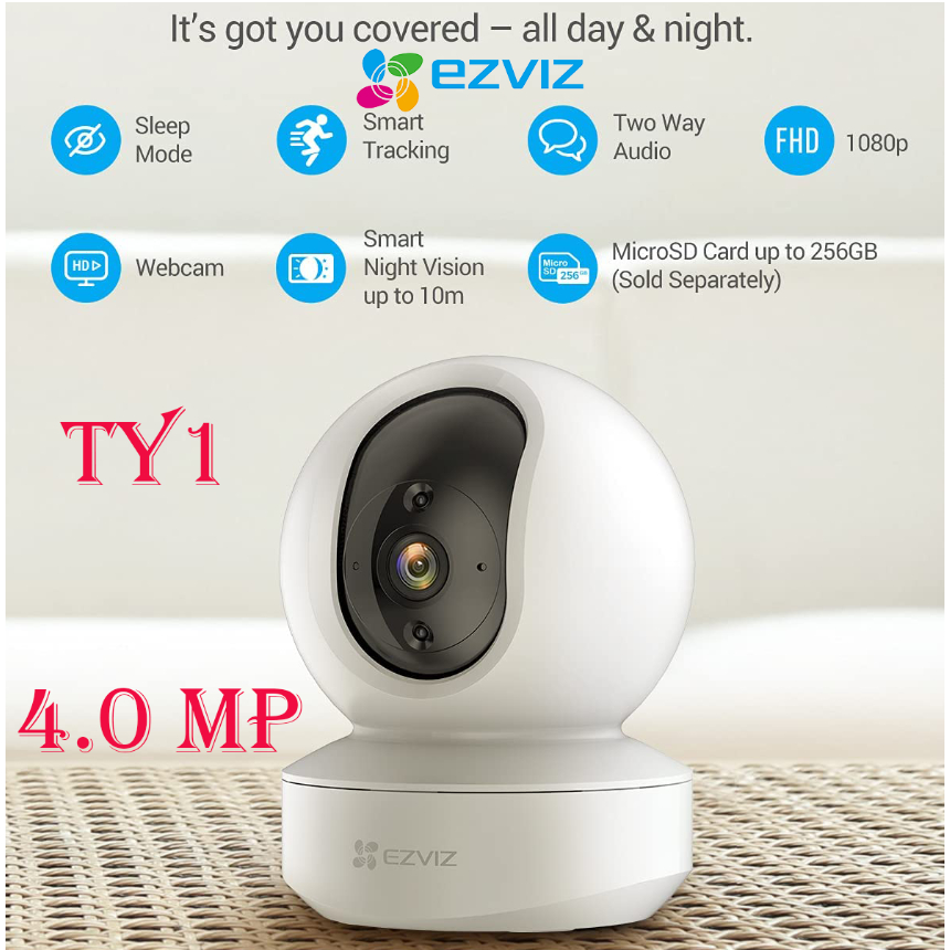 Camera wifi Ezviz TY1 (1080P/ 2MP) TY1 (4MP) PRO , Đàm thoại hai chiều ...