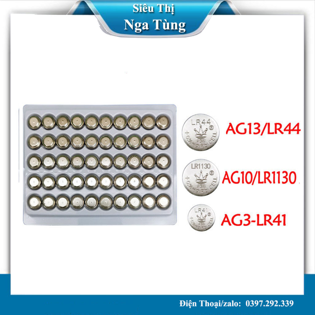 [5 Viên ] Pin cúc áo AG13 LR44 AG3 LR41 AG10 LR1130 CR2032 LR626 LR621 ...