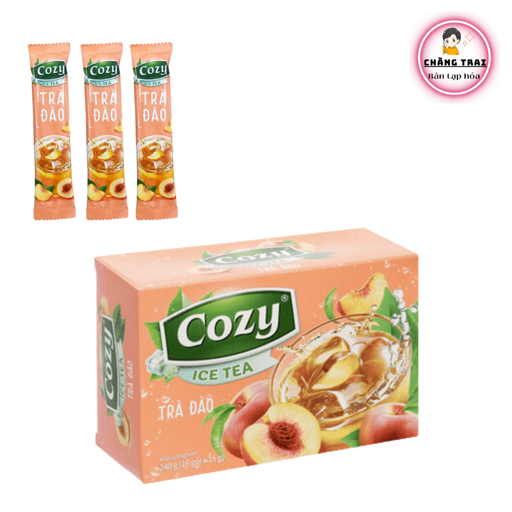 Trà Cozy Ice Tea hương đào hộp 240g (16 gói x 15g) | Shopee Việt Nam