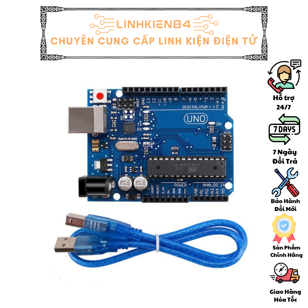 [ CÓ SHIP HỎA TỐC ] KIT Arduino UNO R3 16U2 ( Tặng kèm cáp nạp ...