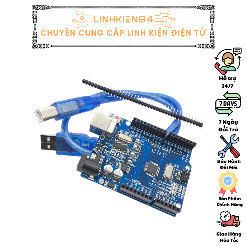 [ CÓ SHIP HỎA TỐC ] KIT Arduino UNO R3 CH340 ( Tặng kèm cáp nạp ...