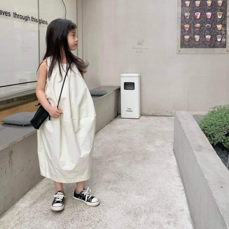 (12-37kg) Đầm bé gái suông sát nách màu trắng | Shopee Việt Nam