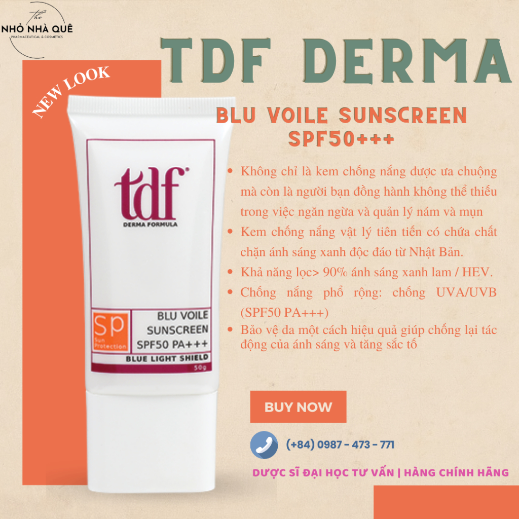 TDF Blu Voile Sunscreen kem chống nắng chống ánh sáng xanh từ màn hình ...