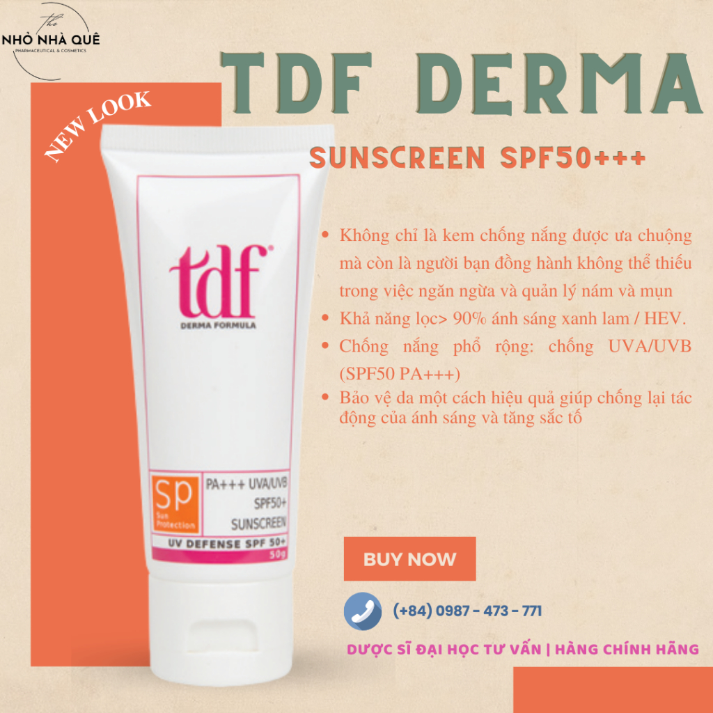 [CHÍNH HÃNG] Kem chống nắng TDF PA+++ UVA/UVB SPF 50+ Sunscreen 50g/ Tuýp #MYPHAMGIARE | Shopee ...
