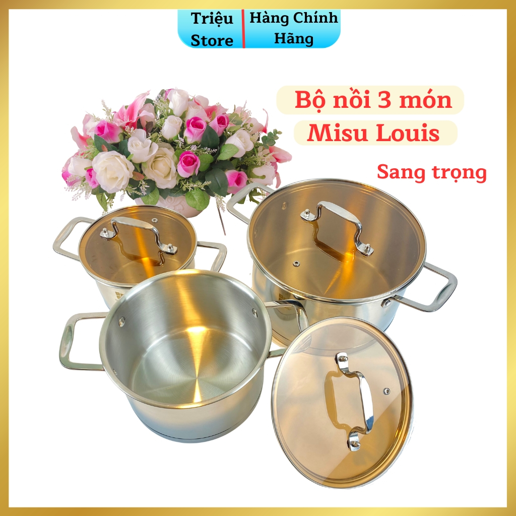 Bộ Nồi inox 3 Món Misu Louis inox 304 Cao Cấp - Sang Trọng Dày Dặn Chắc ...