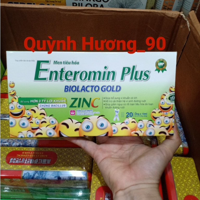 Men vi sinh ENTEROMIN PLUS Biolacto Gold Zinc hộp 20 ống giúp ổn định ...