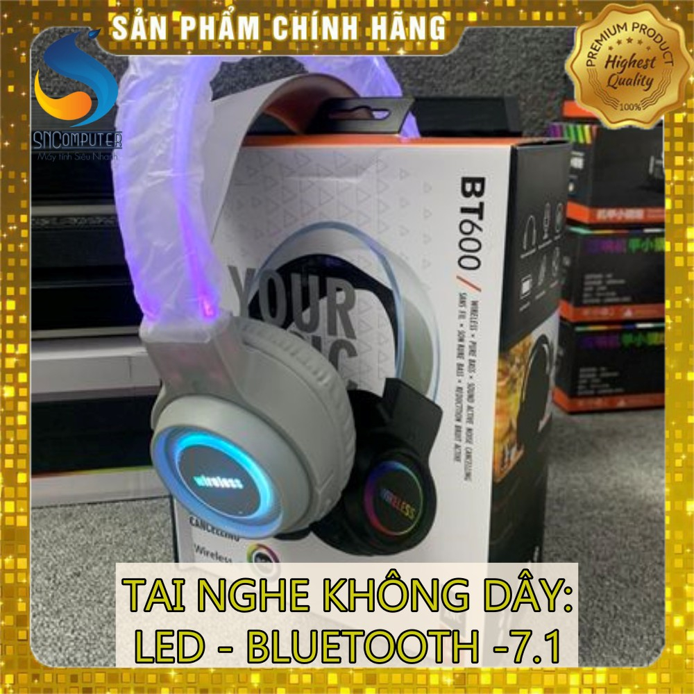 [TAI NGHE KHÔNG DÂY] TAI NGHE WIRELESS BLUETOOTH BT600 KHÔNG DÂY CÓ LED ...