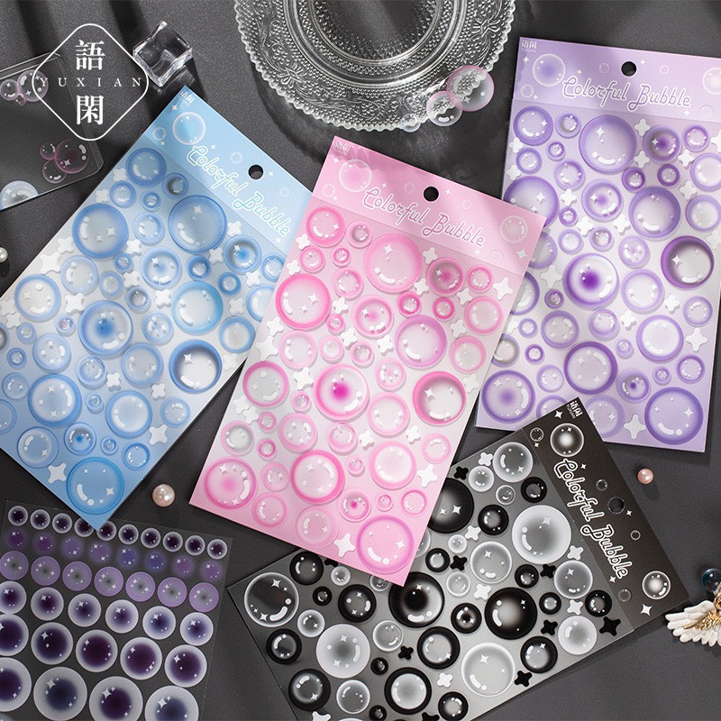 Sticker bong bóng cute xinh xắn trang trí toploader sổ nhật ký, bông ...