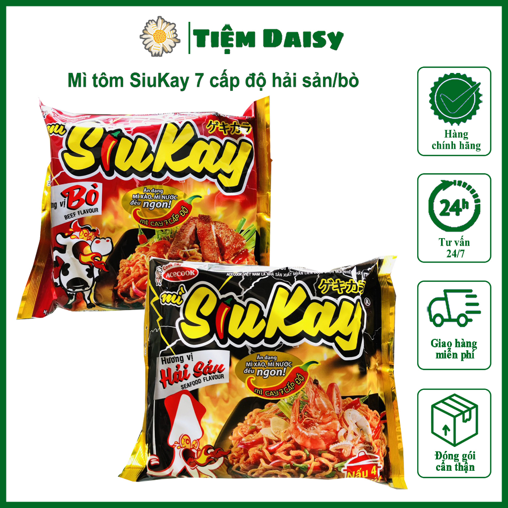 (Combo 4 gói) Mì tôm SiuKay 7 cấp độ Hải sản/ bò gói 128g | Shopee Việt Nam