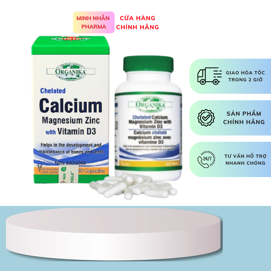 Viên uống bổ sung canxi d3 hữu cơ Organika Calcium Magnesium Zinc D3 - Hộp 60 viên - Hỗ trợ ...