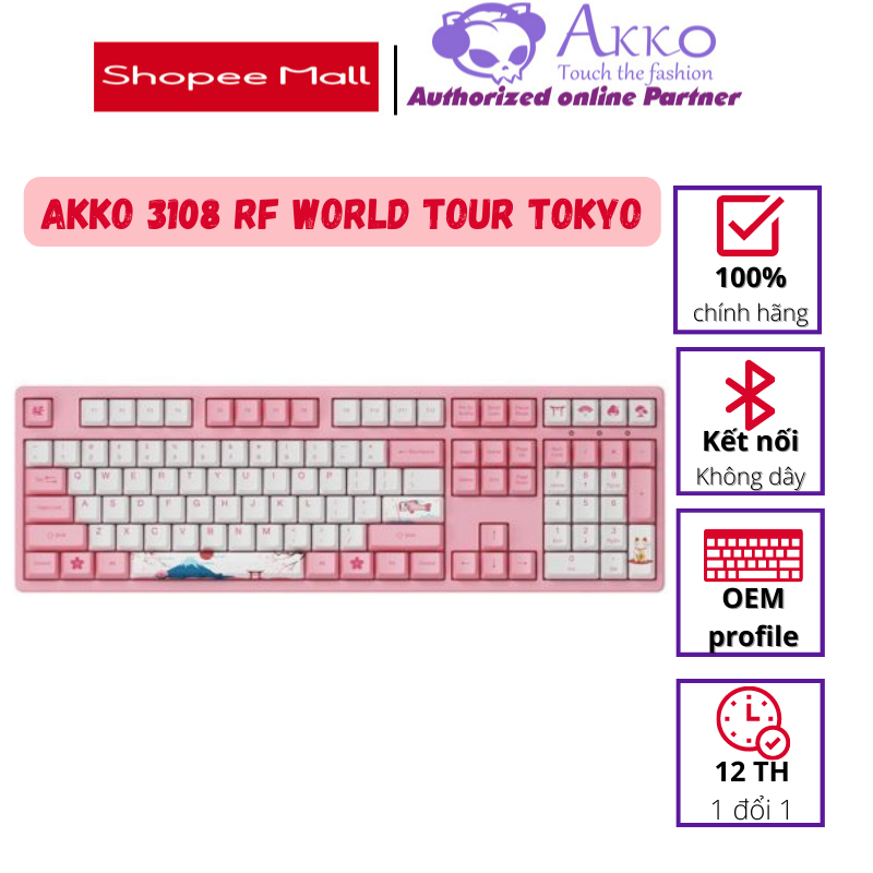 Bàn phím cơ AKKO 3108 RF World Tour Tokyo (Dual-mode / AKKO sw v3) | Shopee Việt Nam