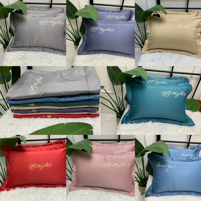 Vỏ Gối Satin Cao Cấp 7 Màu Xuất Nhật (Chữ Thêu Như Clip ) | Shopee Việt Nam