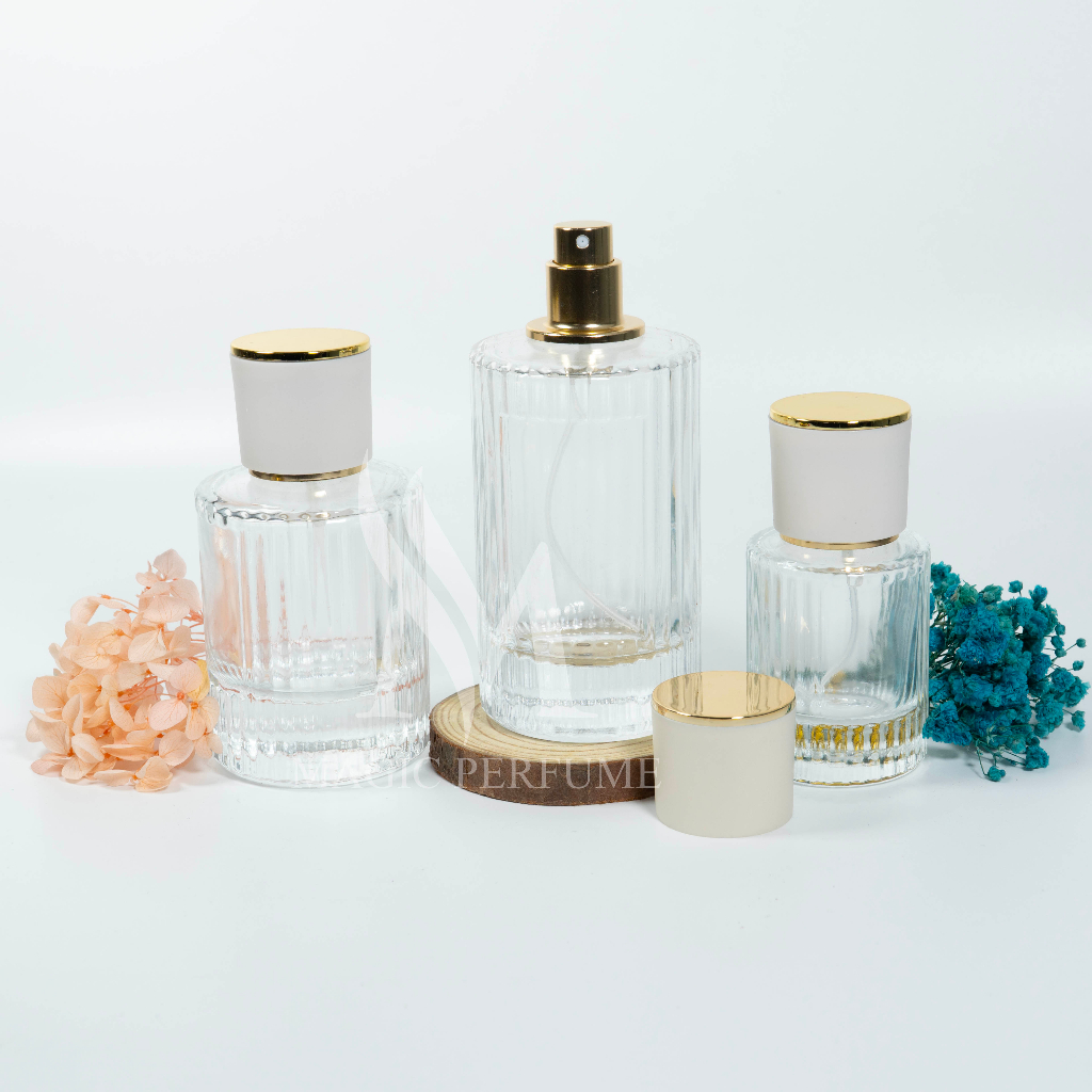 Chai chiết nước hoa 30ml - Lọ chiết thủy tinh cao cấp dạng tròn có vân vòi xịt phun sương ...