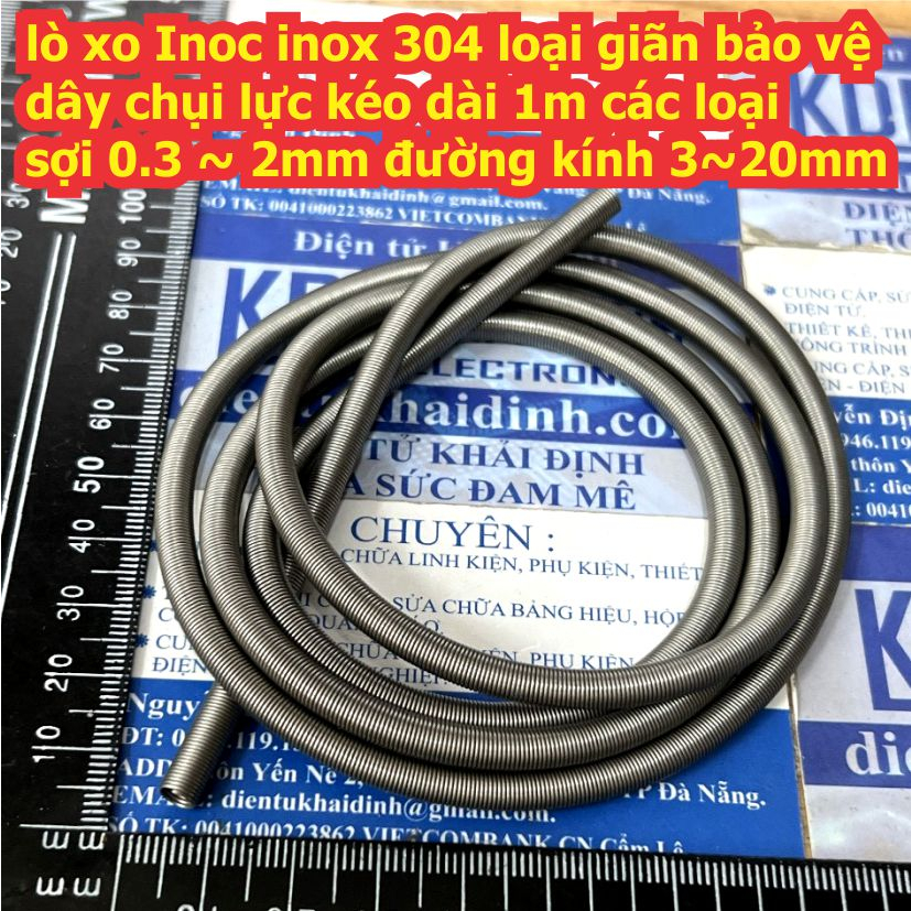 Lò xo kéo giãn Inoc inox 304 bảo vệ dây điện cáp tín hiệu chụi lực kéo dài 1 m mét 1000mm sợi 0. ...