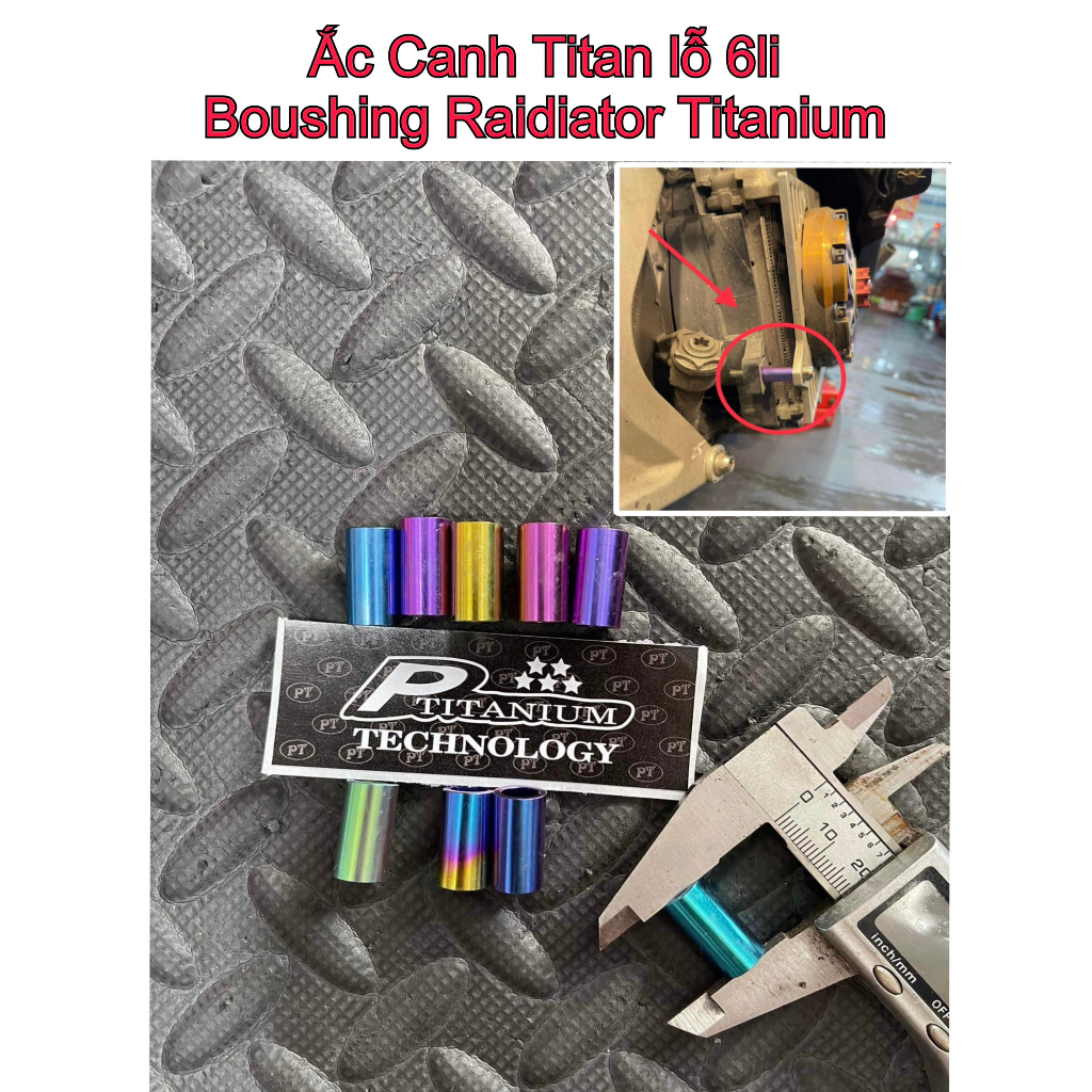 (Canh Titan Gr5) Ắc canh Titanium Boushing Raidiator lỗ 6li gắn Vario ...