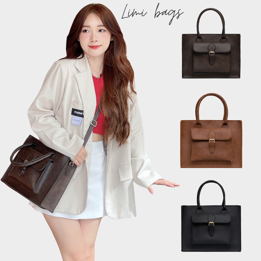 Túi xách nữ thời trang công sở tote da mềm đẹp size nhỡ xinh Vintage đi chơi đi làm TUNA Limi ...