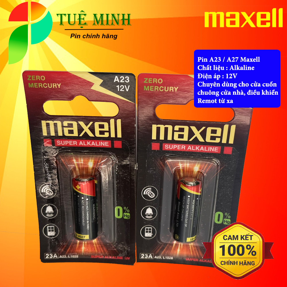 Pin A23, Pin A27 Maxell alkaline 12V, Pin của cuốn, pin chuông của nhà ...