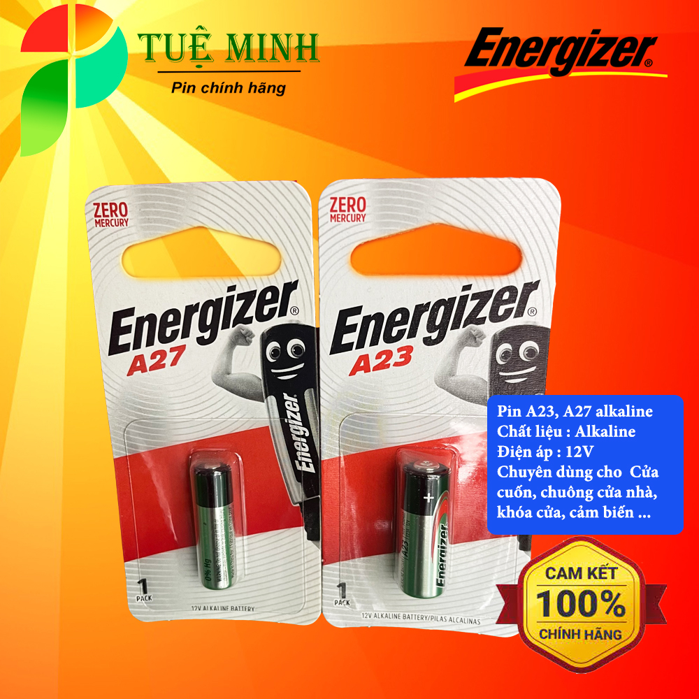 Pin Energizer A23 / A27 12V, Pin cửa cuốn, pin chuông của, pin khóa của A23 / A27 chính hãng ...