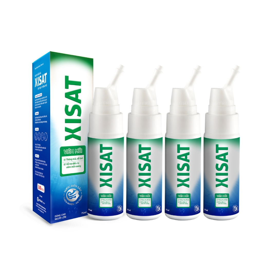 Combo 4 Xịt mũi nước biển sâu XISAT 75ml hỗ trợ giảm các triệu chứng ...