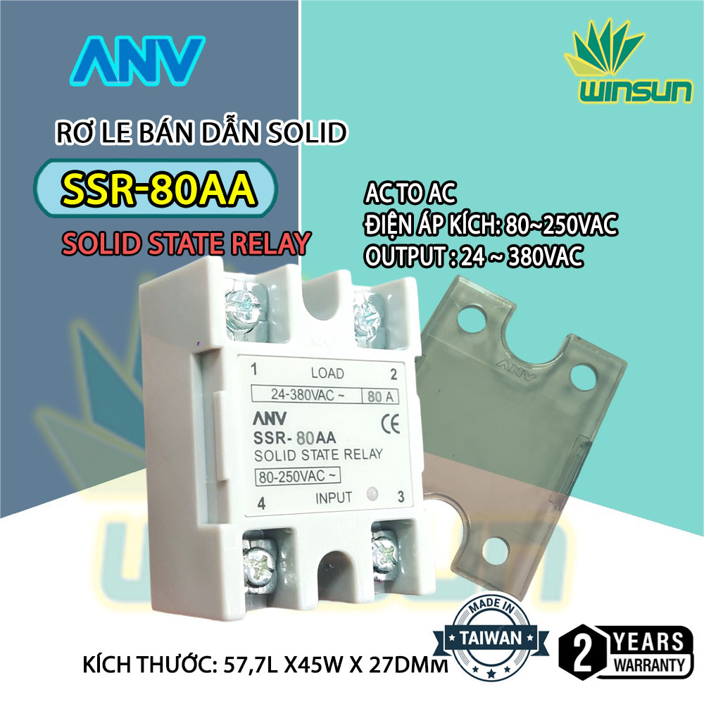 Rơ le Bán Dẫn ANV Solid SSR 80-AA (Hàng Đài Loan) | Shopee Việt Nam