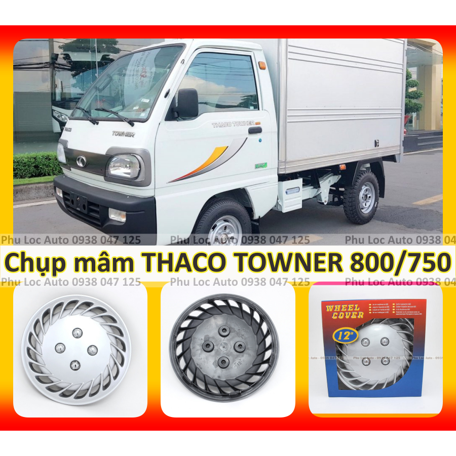 Bộ ốp mâm bánh xe tải THACO TOWNER 750A 800A 750kg 800kg R12 inch giả vành đúc dày đẹp ( có bán ...