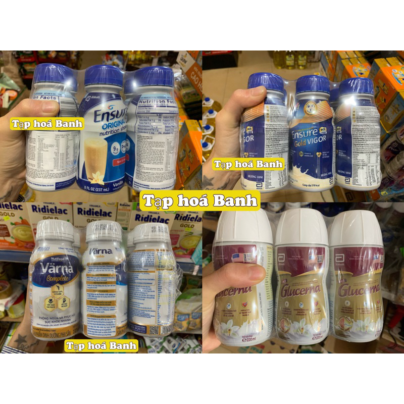 Sữa bột pha sẵn dành cho người lớn Ensure Gold/ Varna/Glucerna( Lốc 6 chai : 237ml ) | Shopee ...